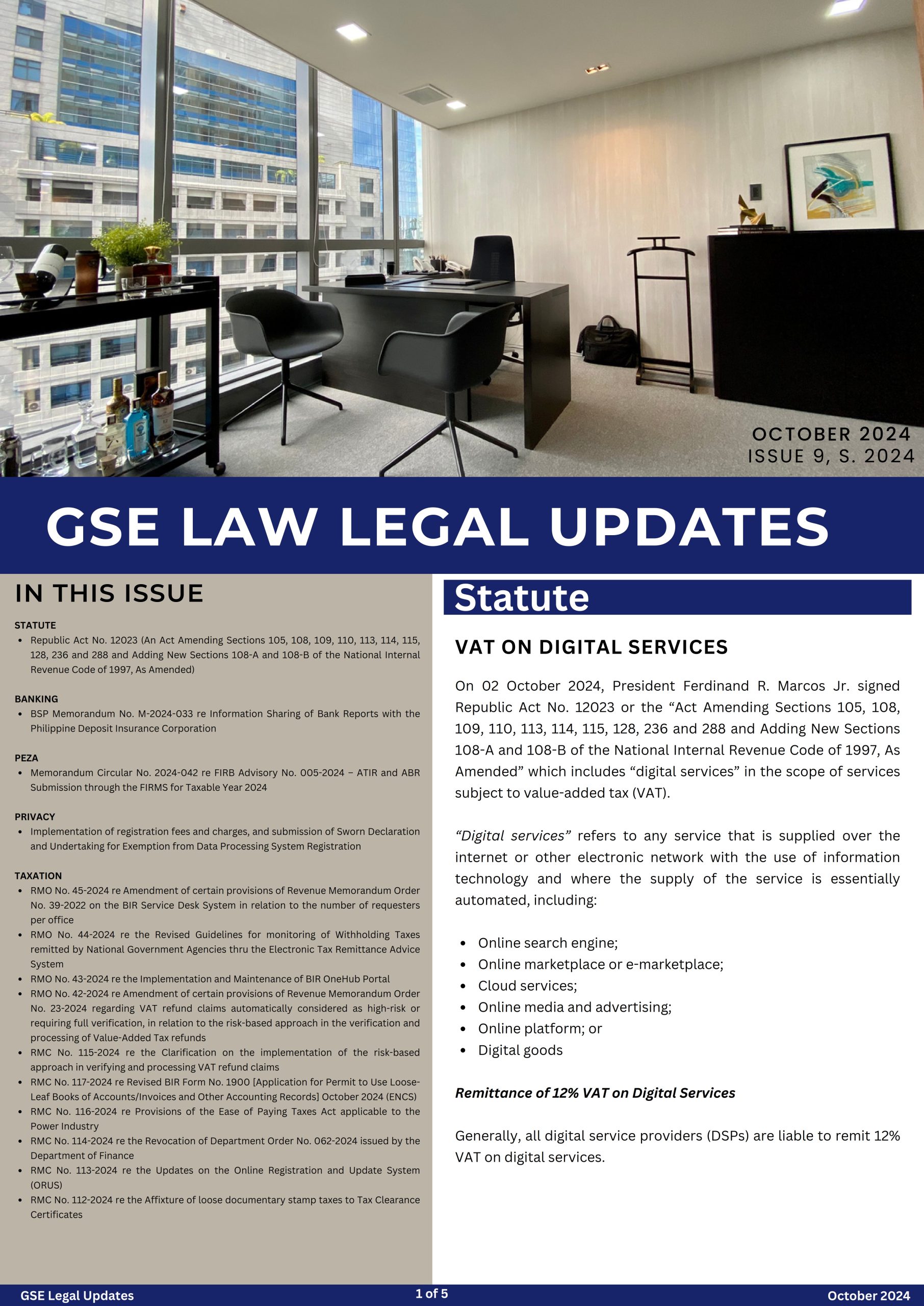 Legal Updates, October 2024 - Law Firm Philippines | Legal Services ...